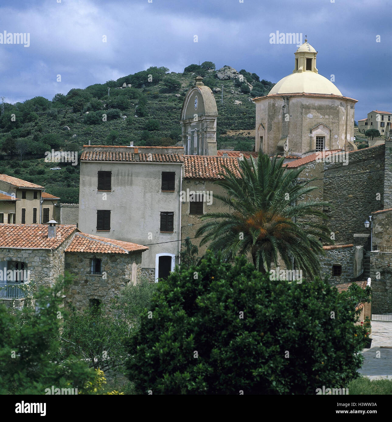 France, island Corsica, Balagne, Cateri, local view, church, island ...