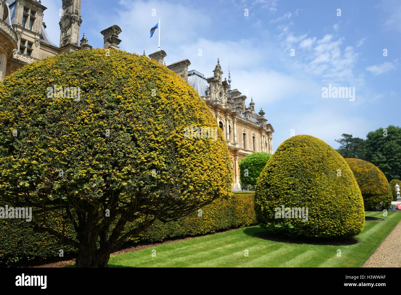 View of the gardens of Waddesdon Manor, a country house in the village ...