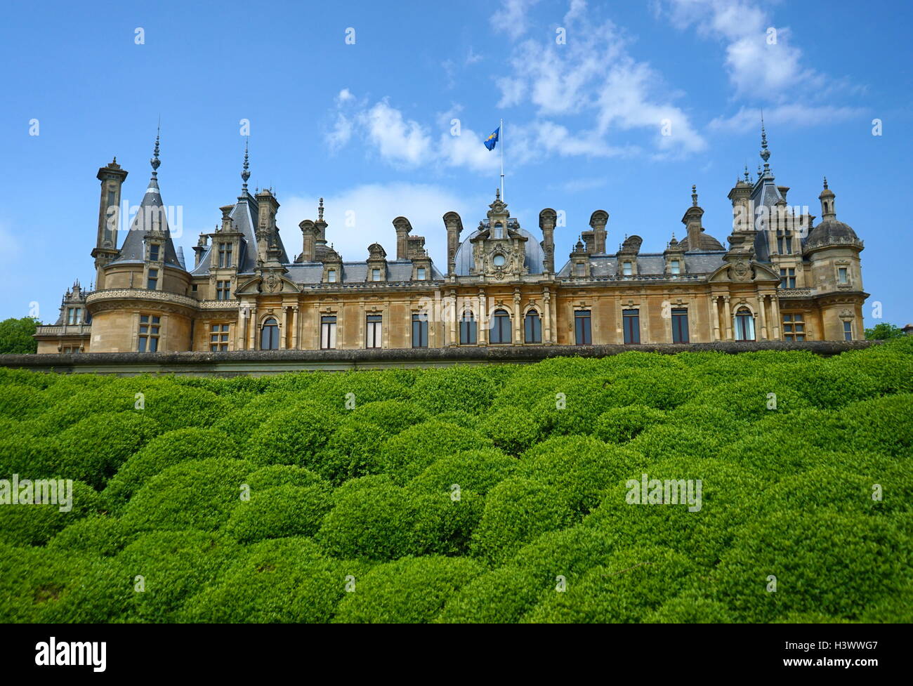 View of the gardens of Waddesdon Manor, a country house in the village ...