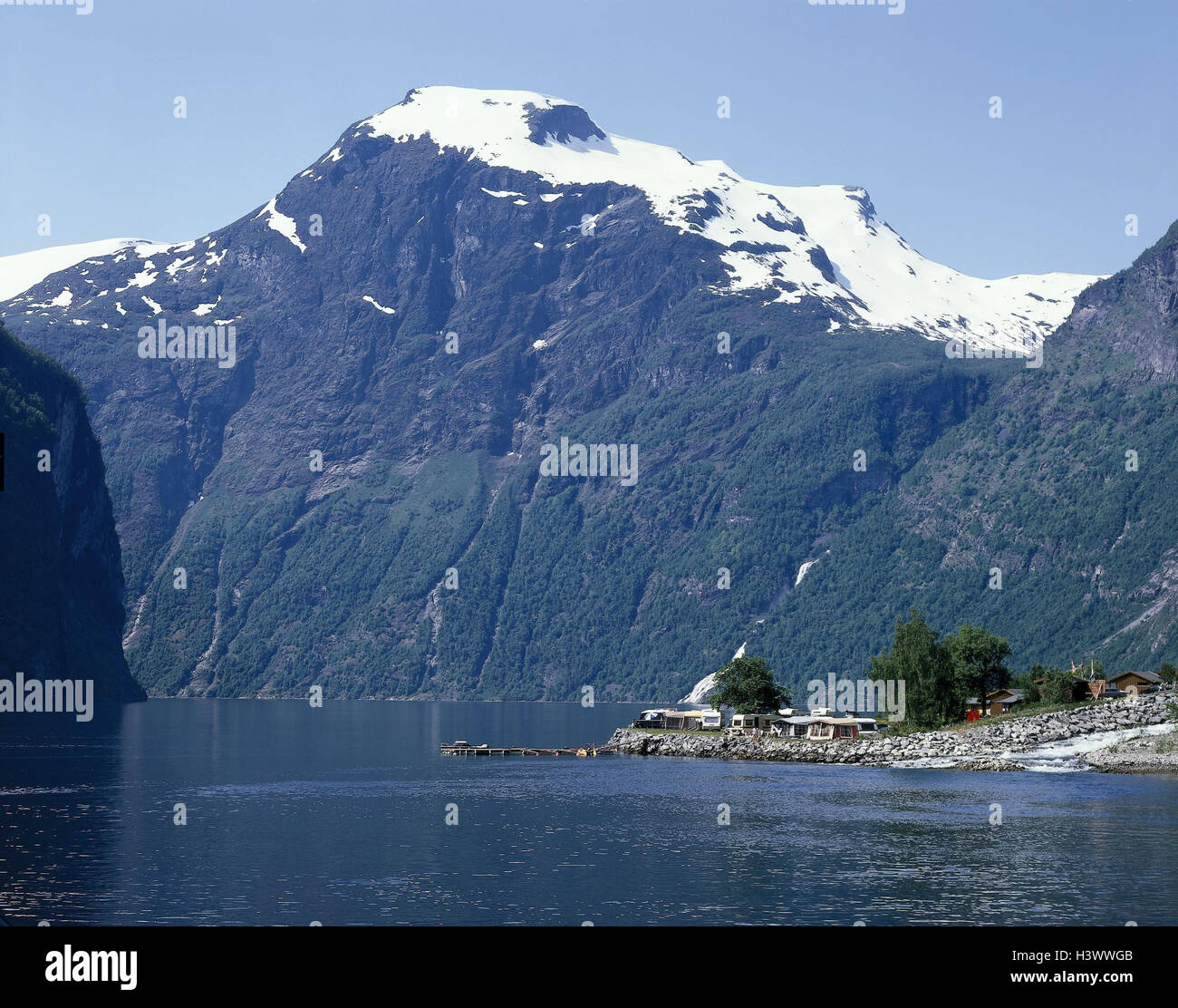 Norway, Geirangerfjord, Geiranger, camping site, Scandinavia, Storfjord ...