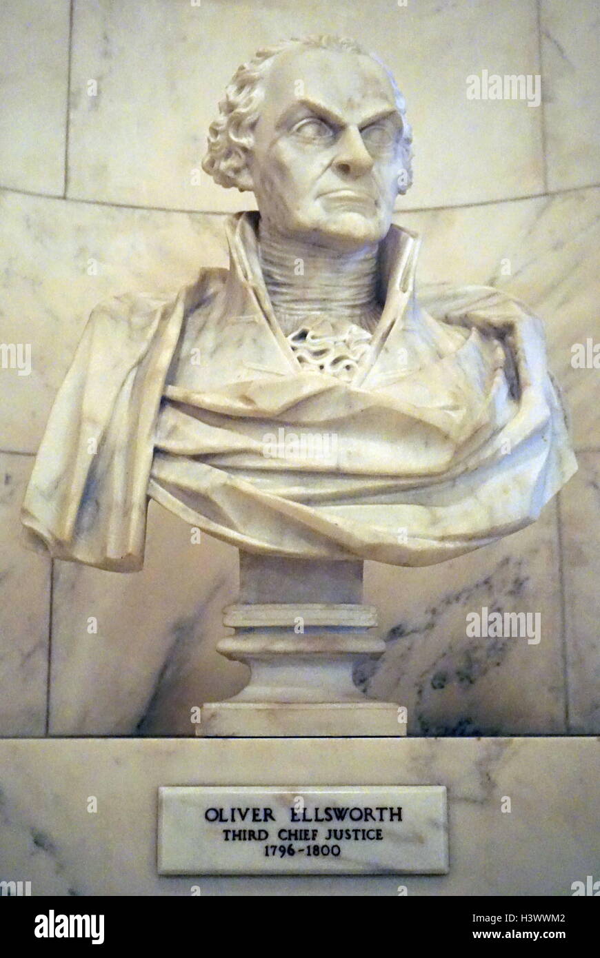 Marble bust of Oliver Ellsworth (1745-1807) an American lawyer ...
