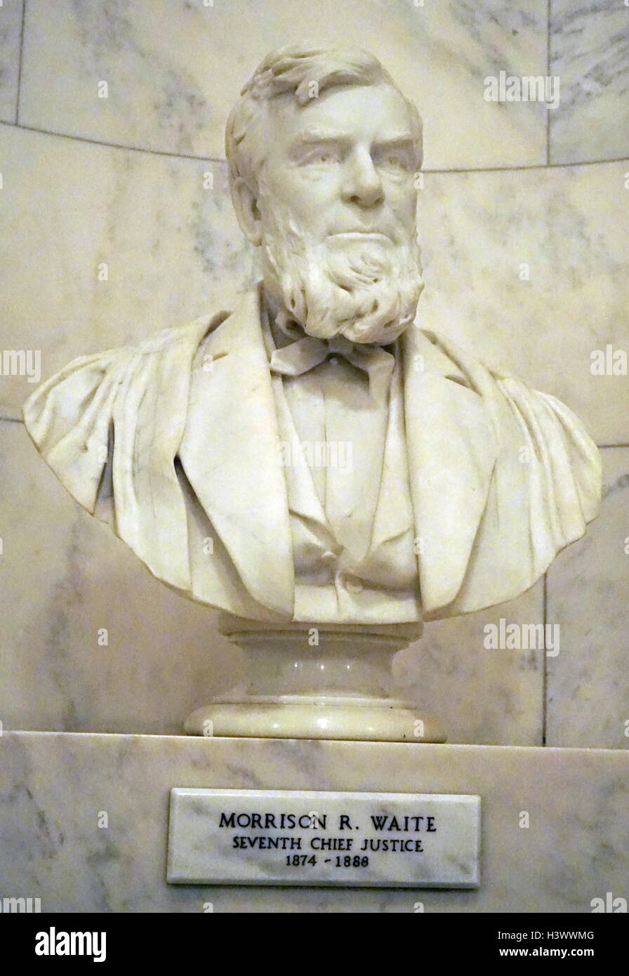 Marble bust of Morrison Waite (1816-1888) an American attorney ...