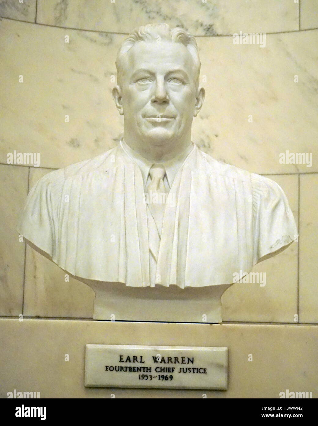 Marble bust of Earl Warren (1891-1974) an American jurist, politician ...