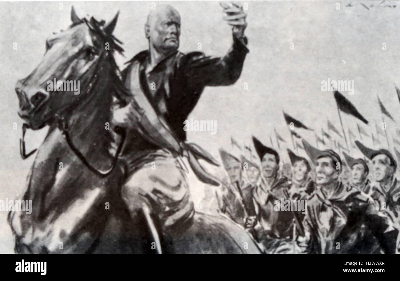 Sketch of Benito Mussolini (1883-1945) an Italian politician, dictator ...