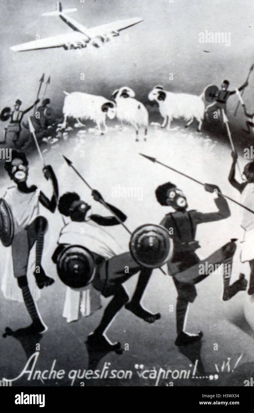 Italian propaganda depicting the fall of Abyssinia at the hand of ...