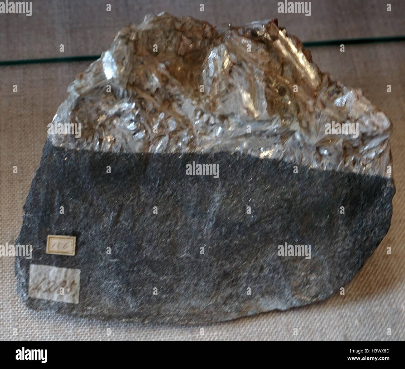 Sample of Emery, a grey massive with Kyanite. Emery is a dark granular ...