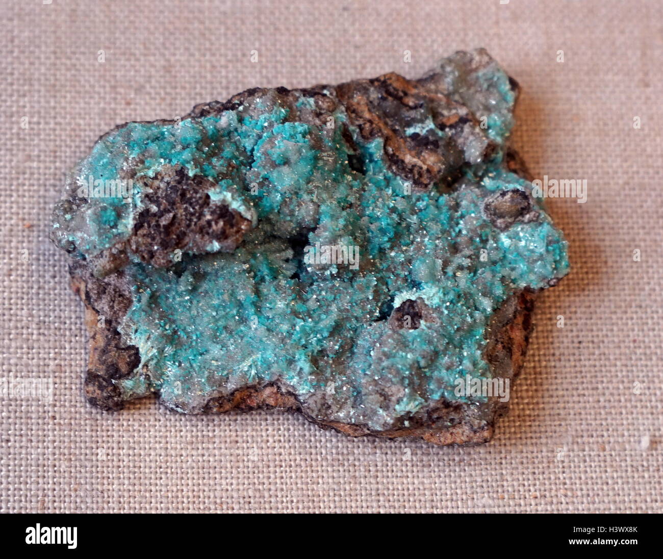 Sample of blue crystals on smithsonite, a coloured trigonal mineral ...