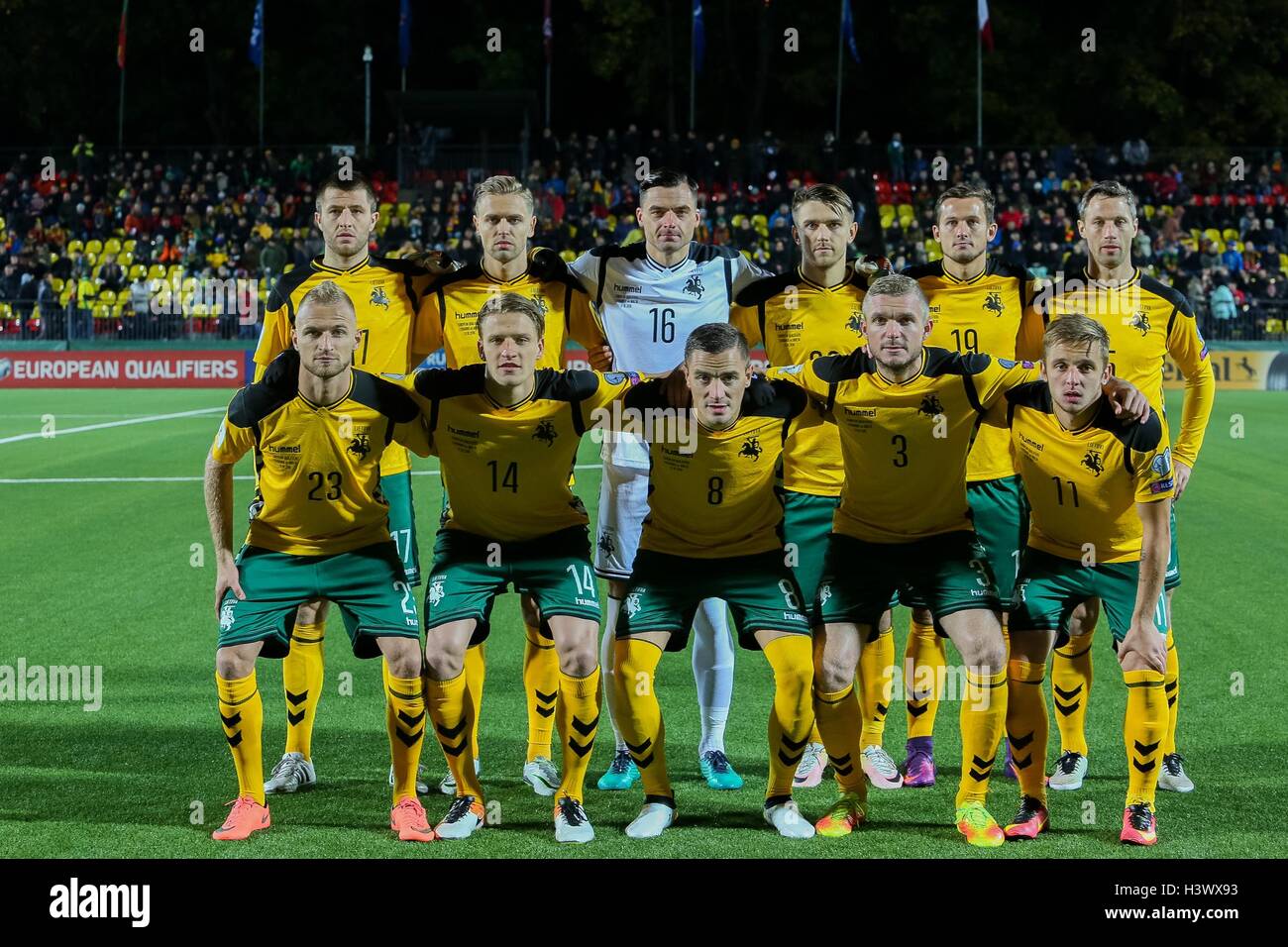Vilnius, Lithuania. 11th Oct, 2016. Players of Lithuania pose for a ...