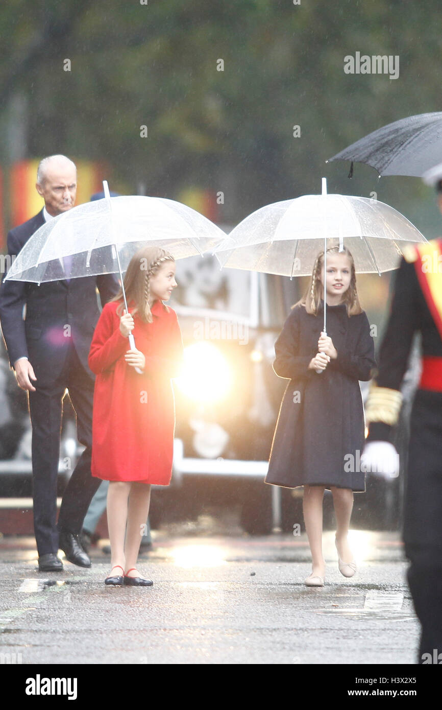 Madrid, Spain. 12th October, 2016. Queen Letizia, King Felipe, Princess ...