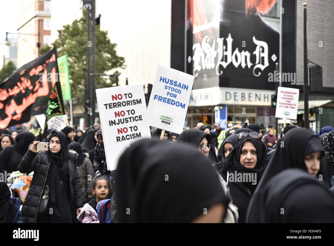London, UK. 12th October, 2016. Muslims marching during Ashura day 2016 ...