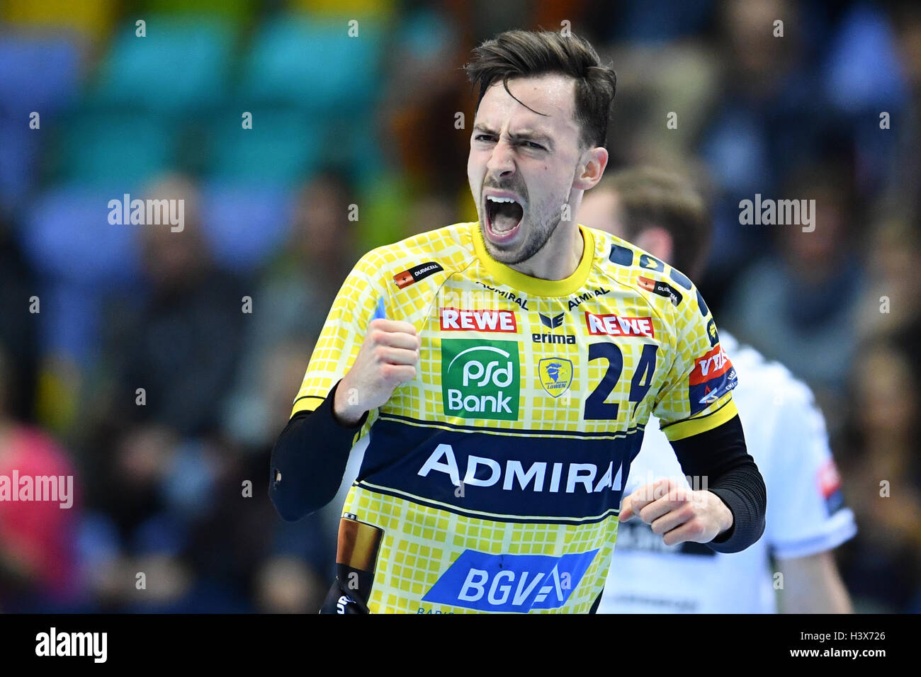 Patrick Groetzki of the Rhein-Neckar Loewen celebrates after a goal ...