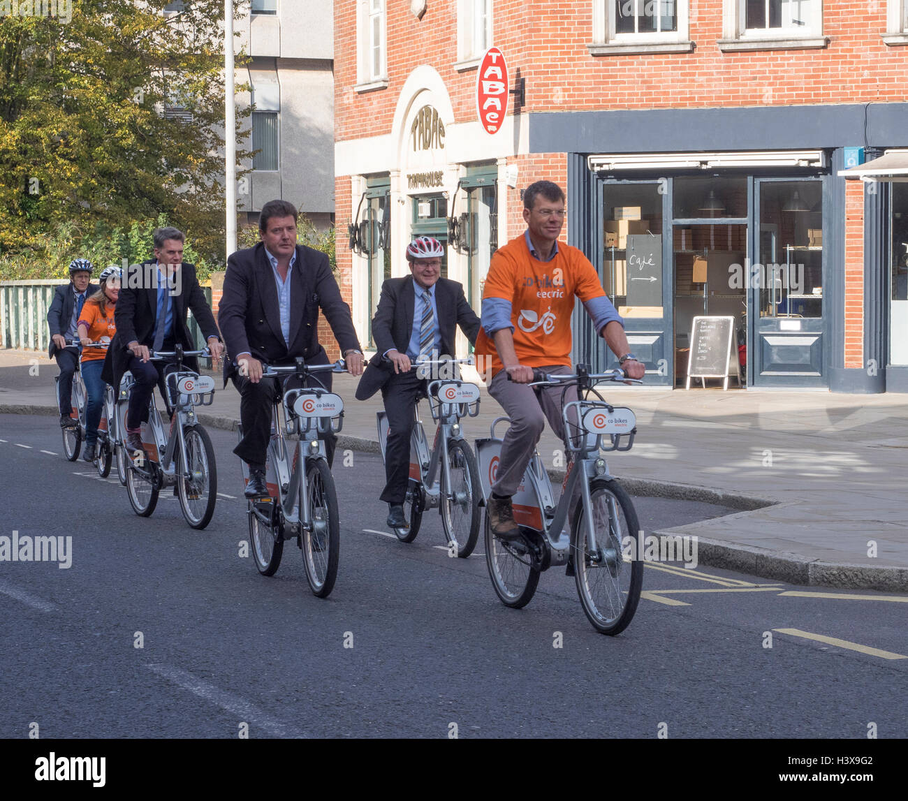 Exeter UK 13 Oct 2016 central station. Launch of co bikes first ...
