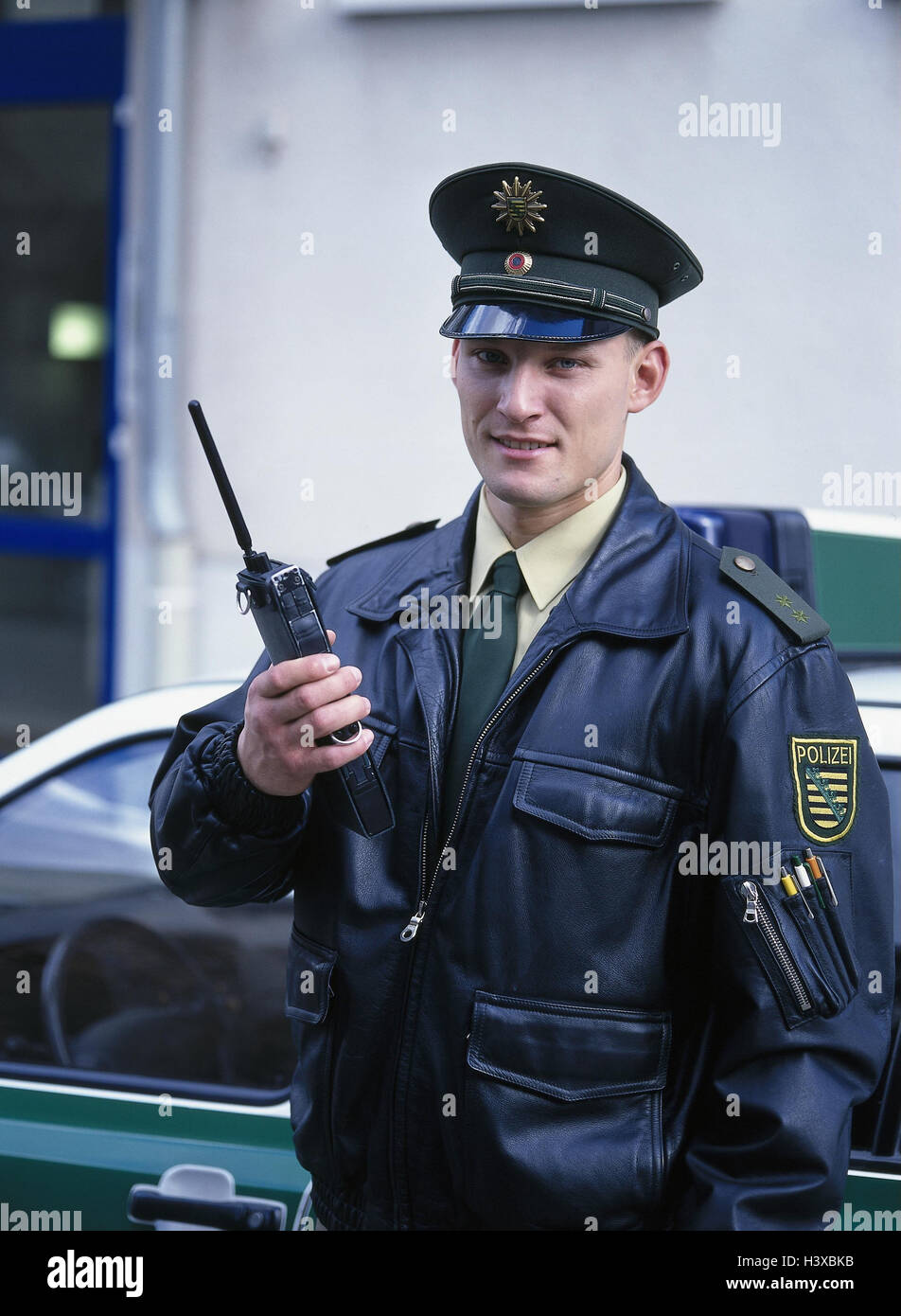 Policeman, transceiver, half portrait, occupation, work, work, police ...
