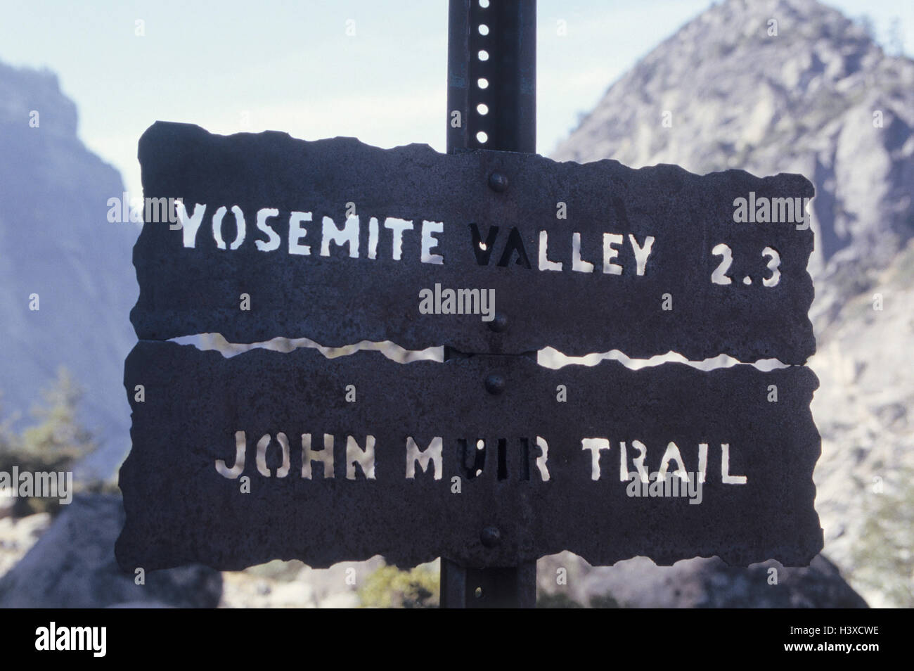 USA, California, Yosemite national park, sign, old, rusty, "John Muir ...