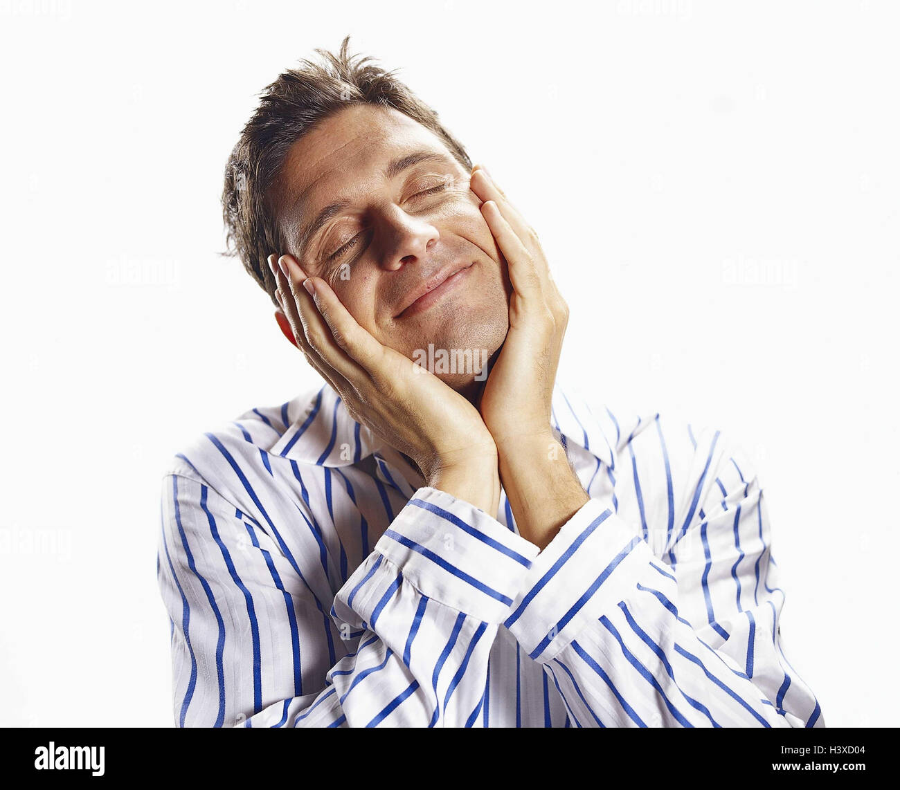 Man, pyjamas, gesture, dreams away, blessedly, portrait, Men, studio ...