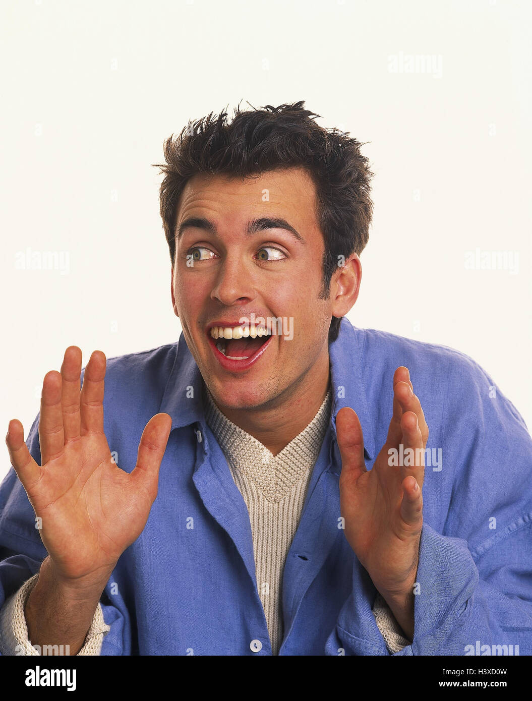 Man, young, happy, gesture, mysteriously, surprise, joy, portrait, Men ...