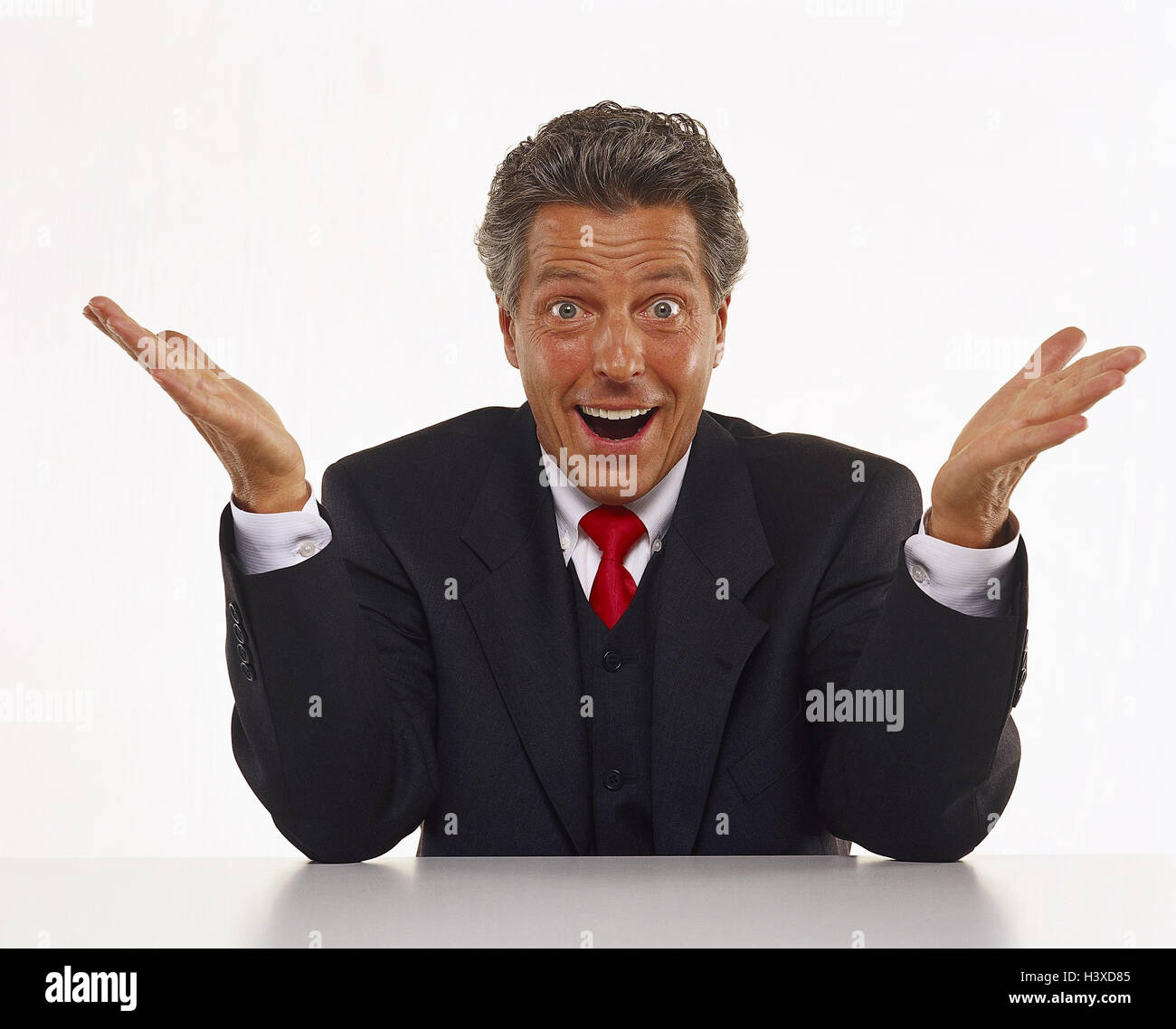 Man, middle old person, suit, tie, laugh, gesture, portrait, Men ...