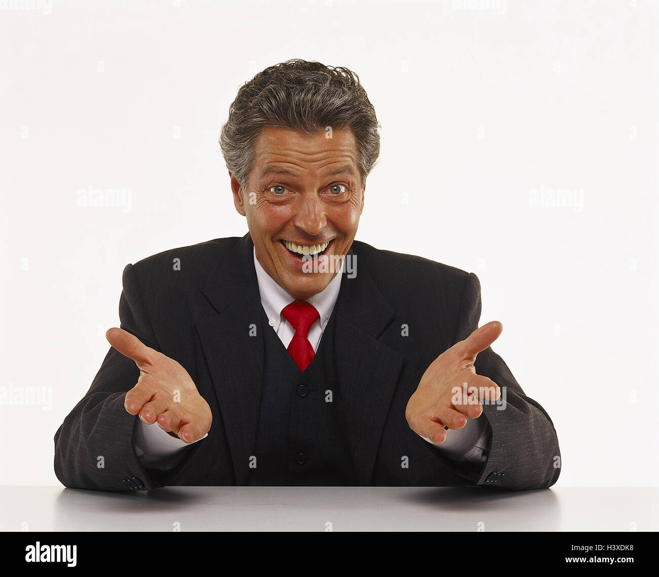 Man, middle old person, suit, tie, laugh, gesture, portrait, Men ...