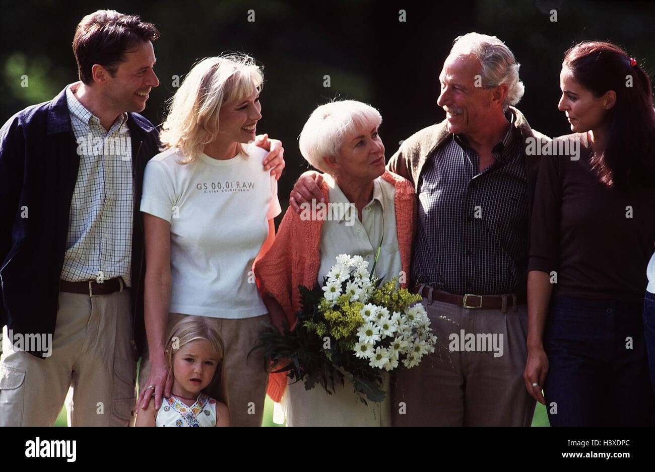 Park, great family, generations, three, group photo, grandparents ...