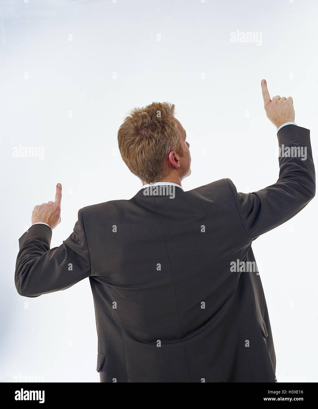 Man, young, suit, gesture, pointing, tip, back view, Men, businessman ...