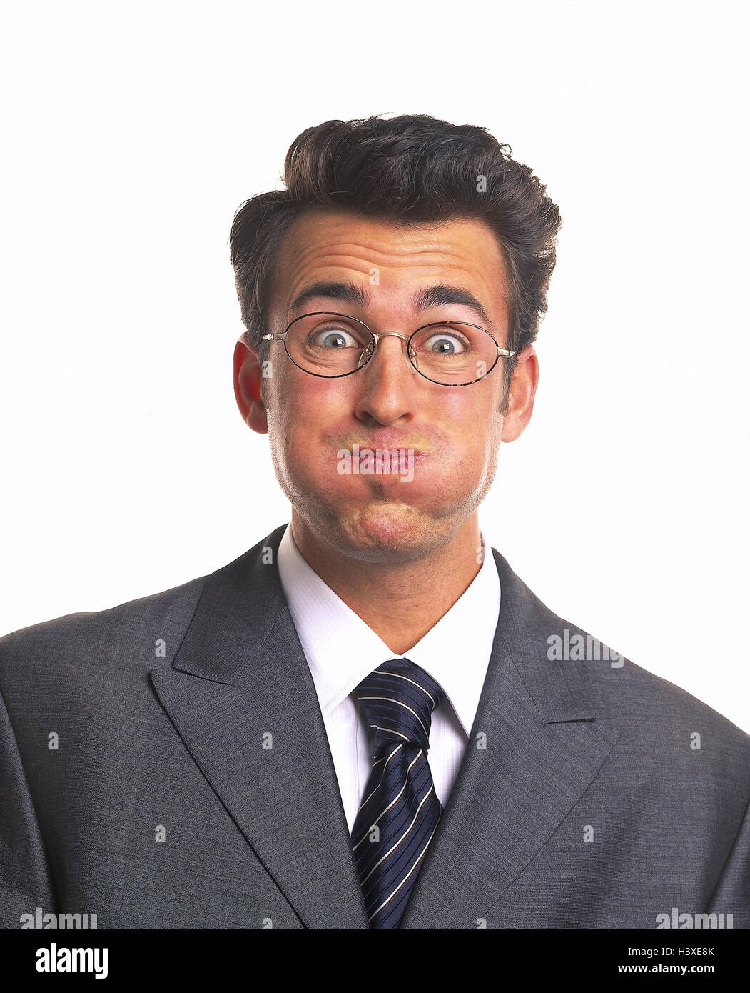 Man, young, glasses, suit, facial play, chubby cheeks, portrait, Men ...
