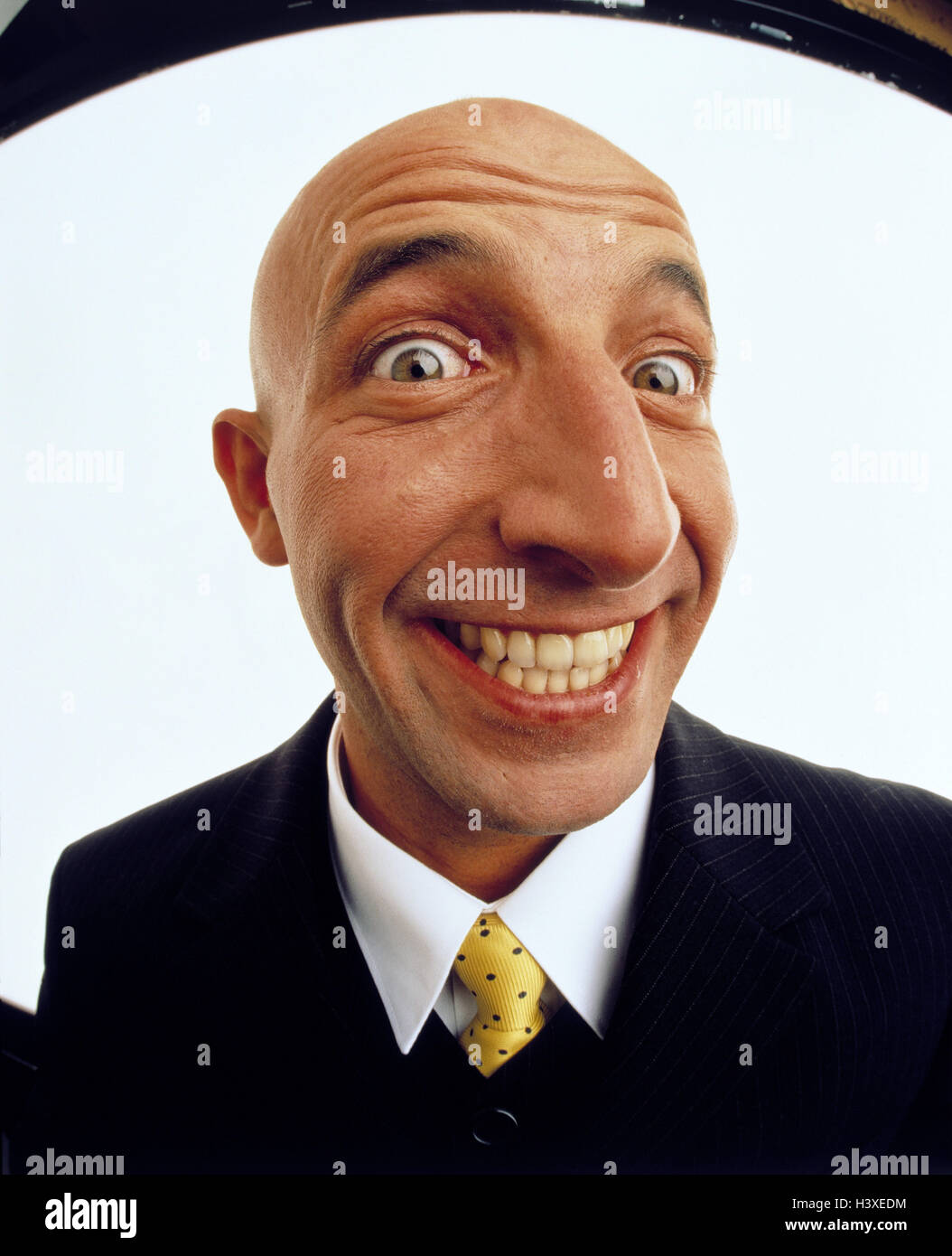 Man, bald head, suit, facial play, grin, portrait, Men, head, bald ...