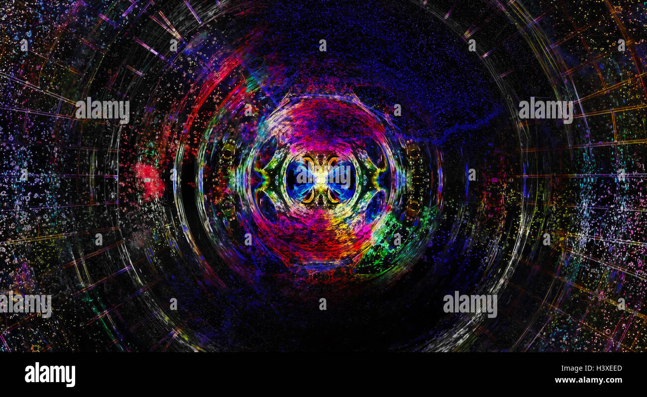 abstract circle structure on black background, computer graphic design ...