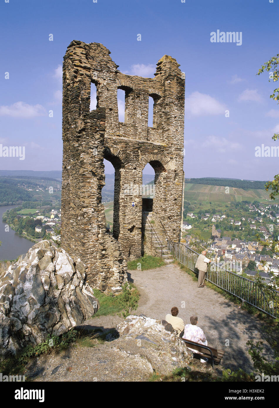 Germany, the Moselle, Traben-Trarbach, ruin castle Greven, tourist ...