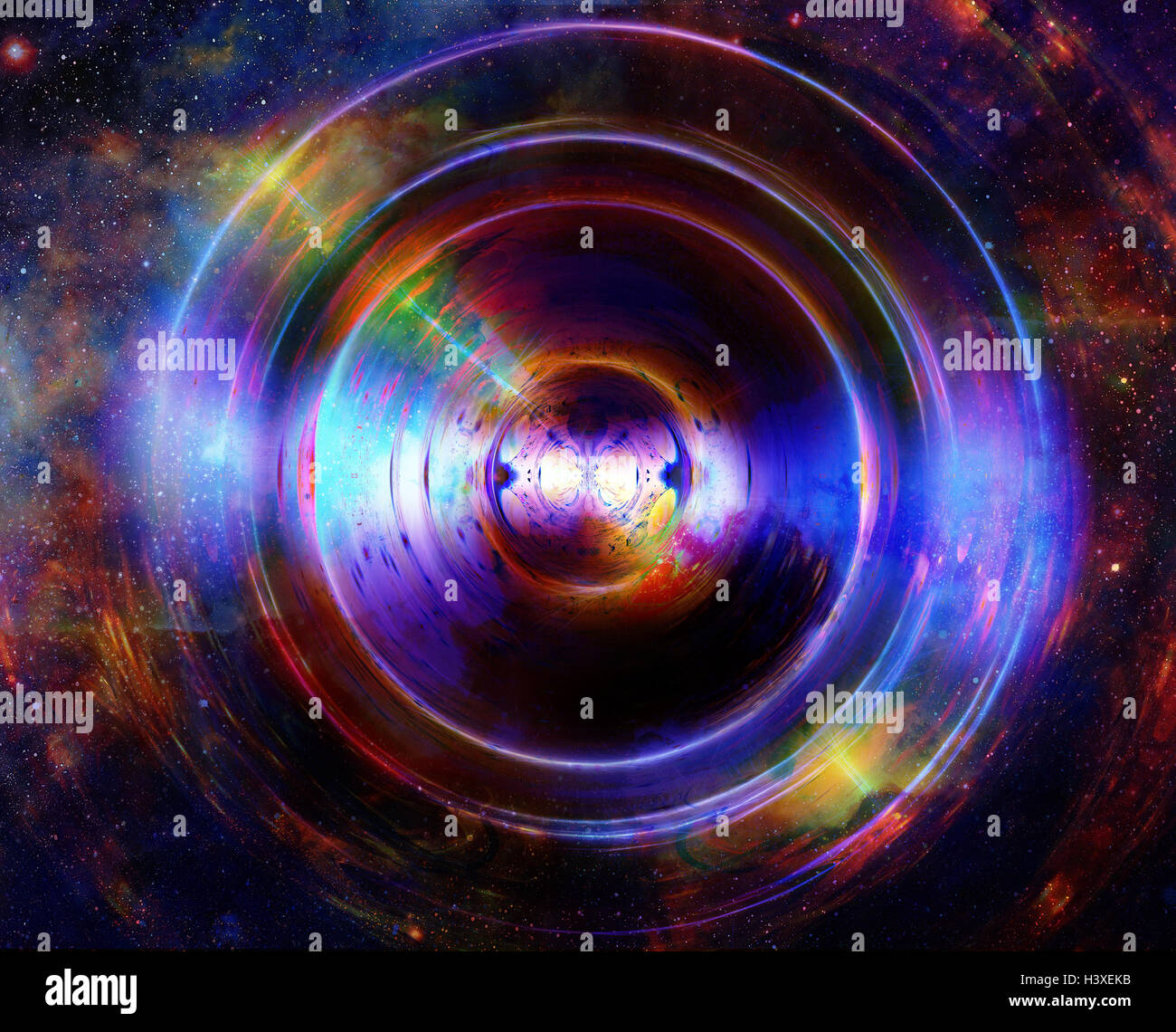 graphic concept of music in space, cosmic sound waves, computer design ...
