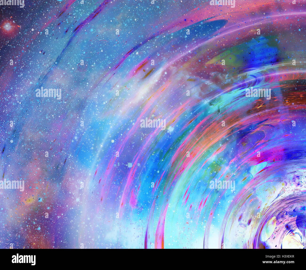 graphic concept of music in space, cosmic sound waves, computer design ...