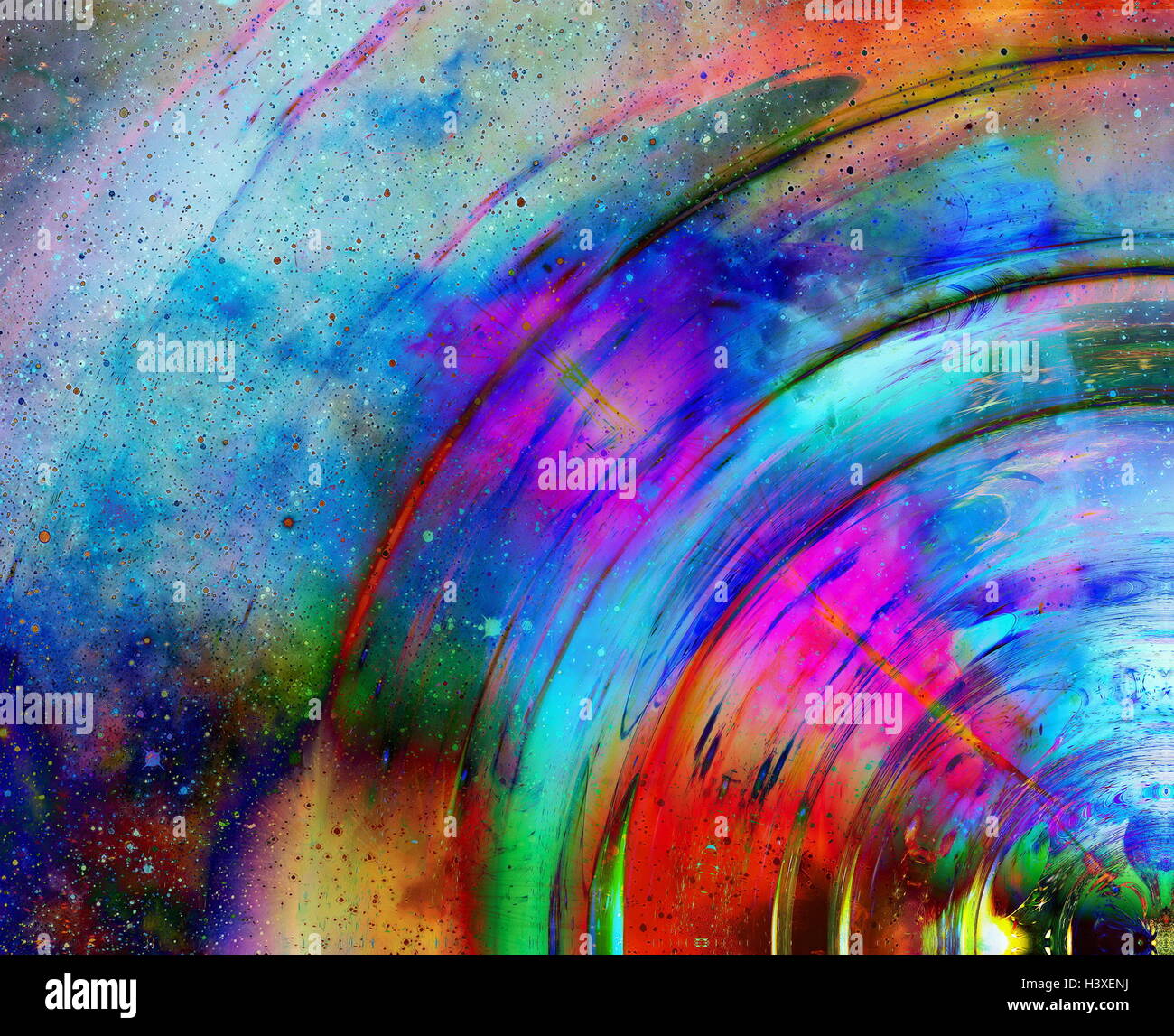 graphic concept of music in space, cosmic sound waves, computer design ...