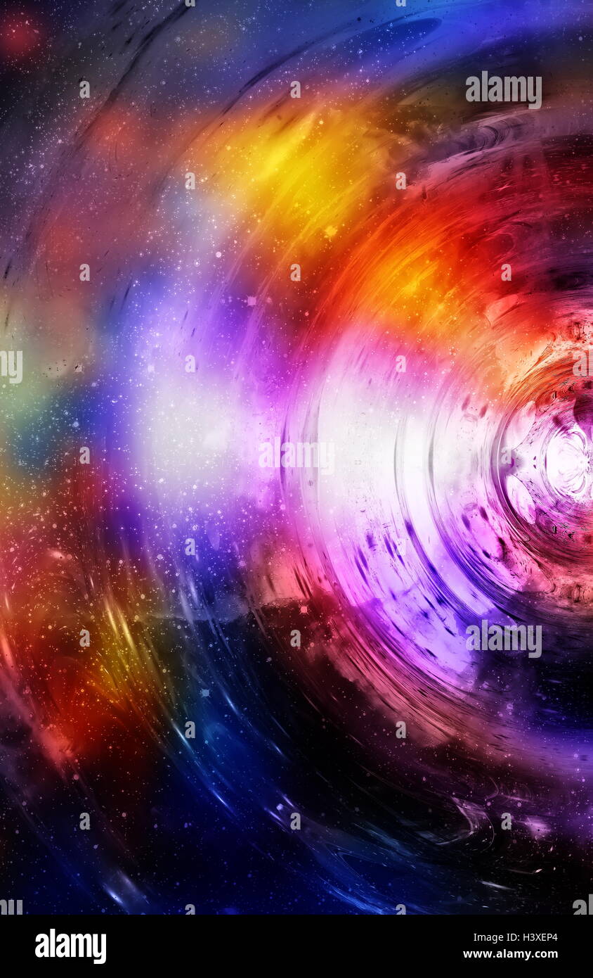 graphic concept of music in space, cosmic sound waves, computer design ...