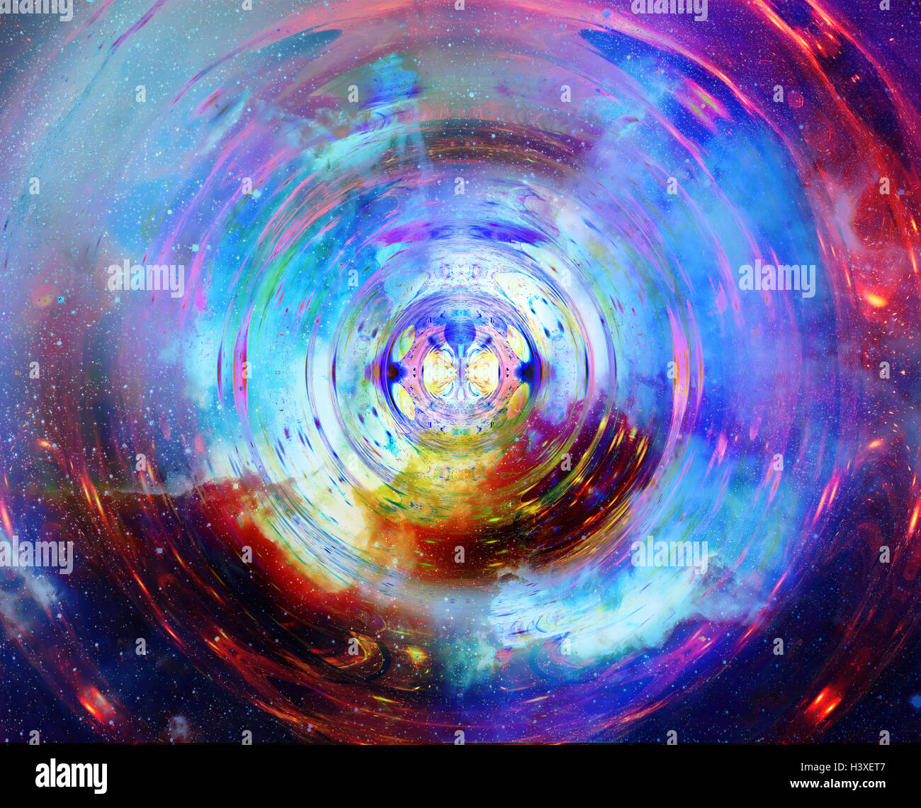 graphic concept of music in space, cosmic sound waves, computer design ...