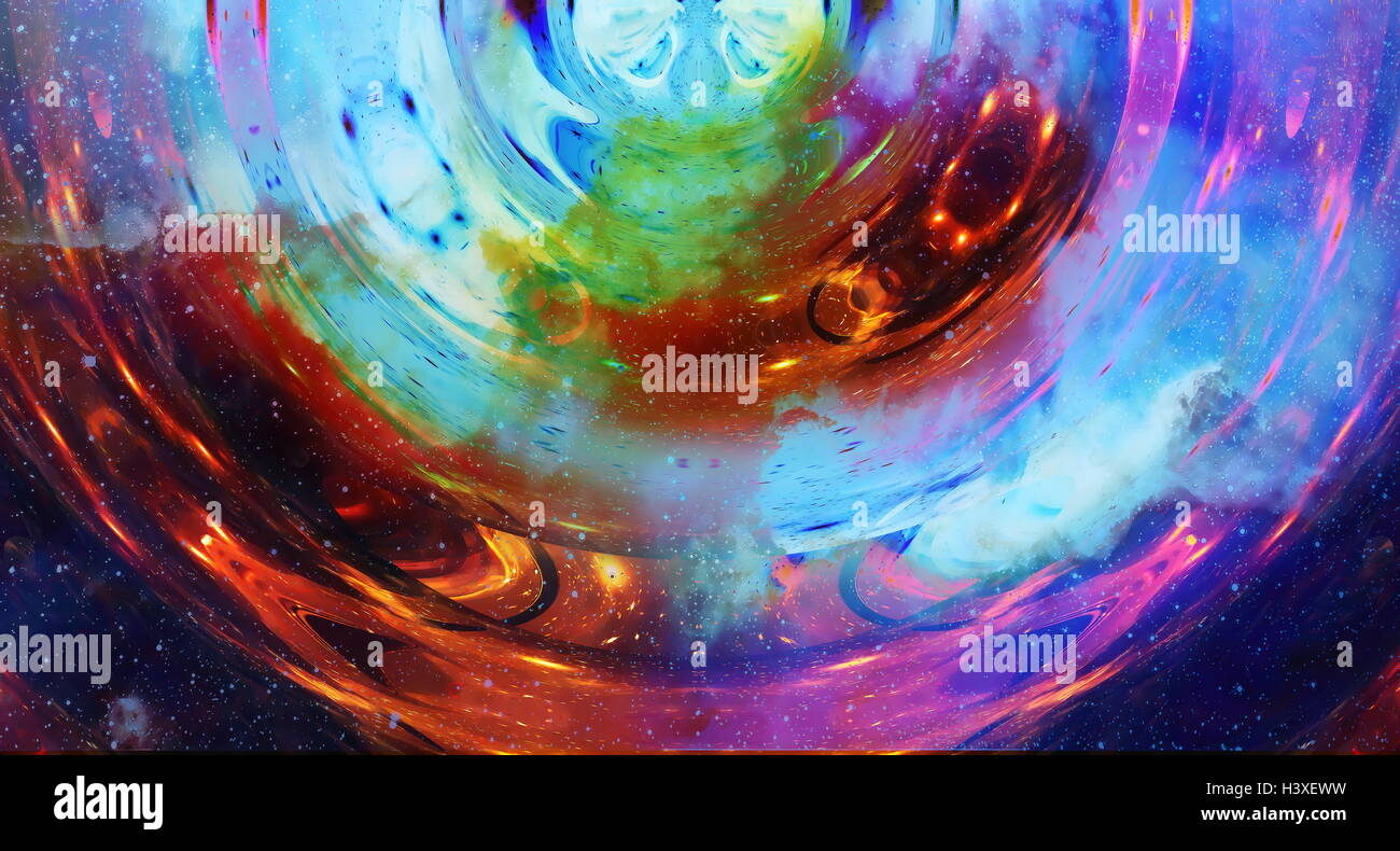 graphic concept of music in space, cosmic sound waves, computer design ...