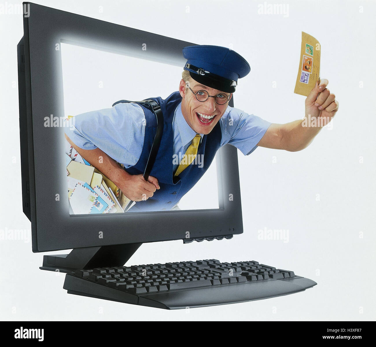 Icon, e-mail, monitor, postman, Composing Electronic message, Internet ...