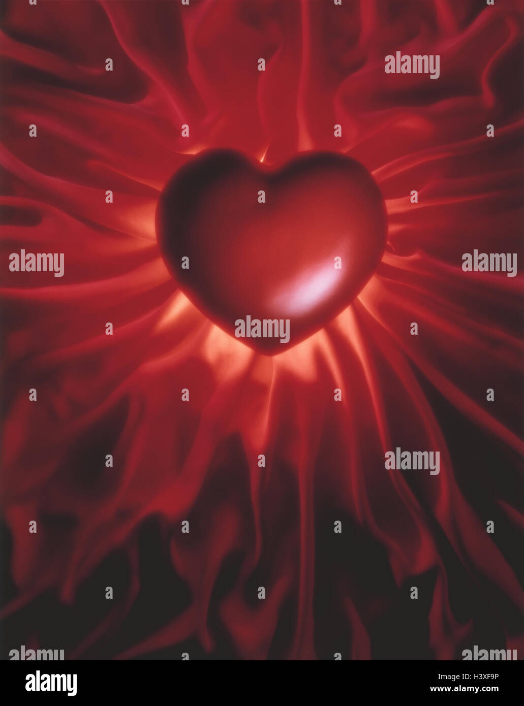 Substance, folds, heart, beam light red, love, falls in love, heart ...