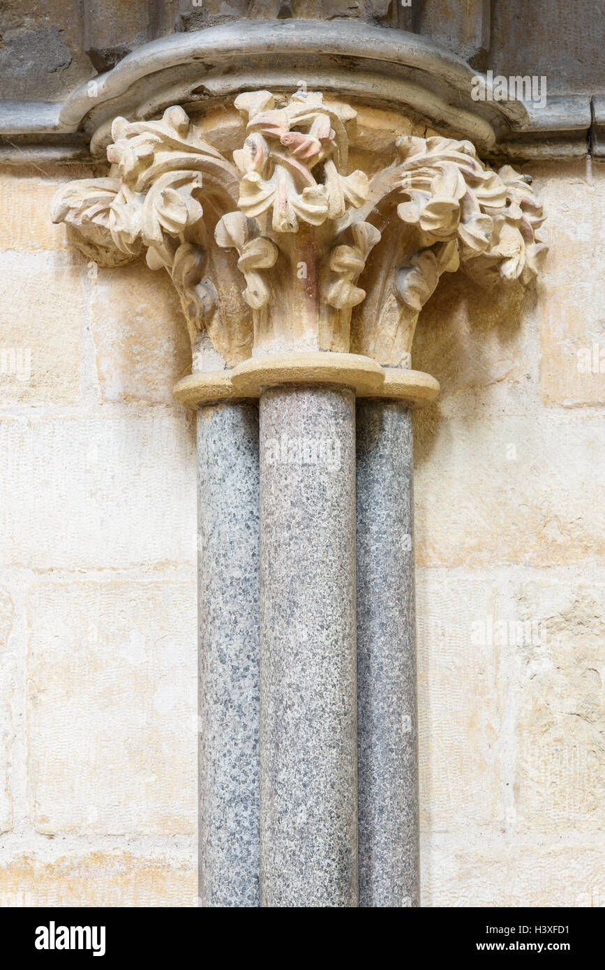Detail from a pillar in the chapter house of the medieval christian ...