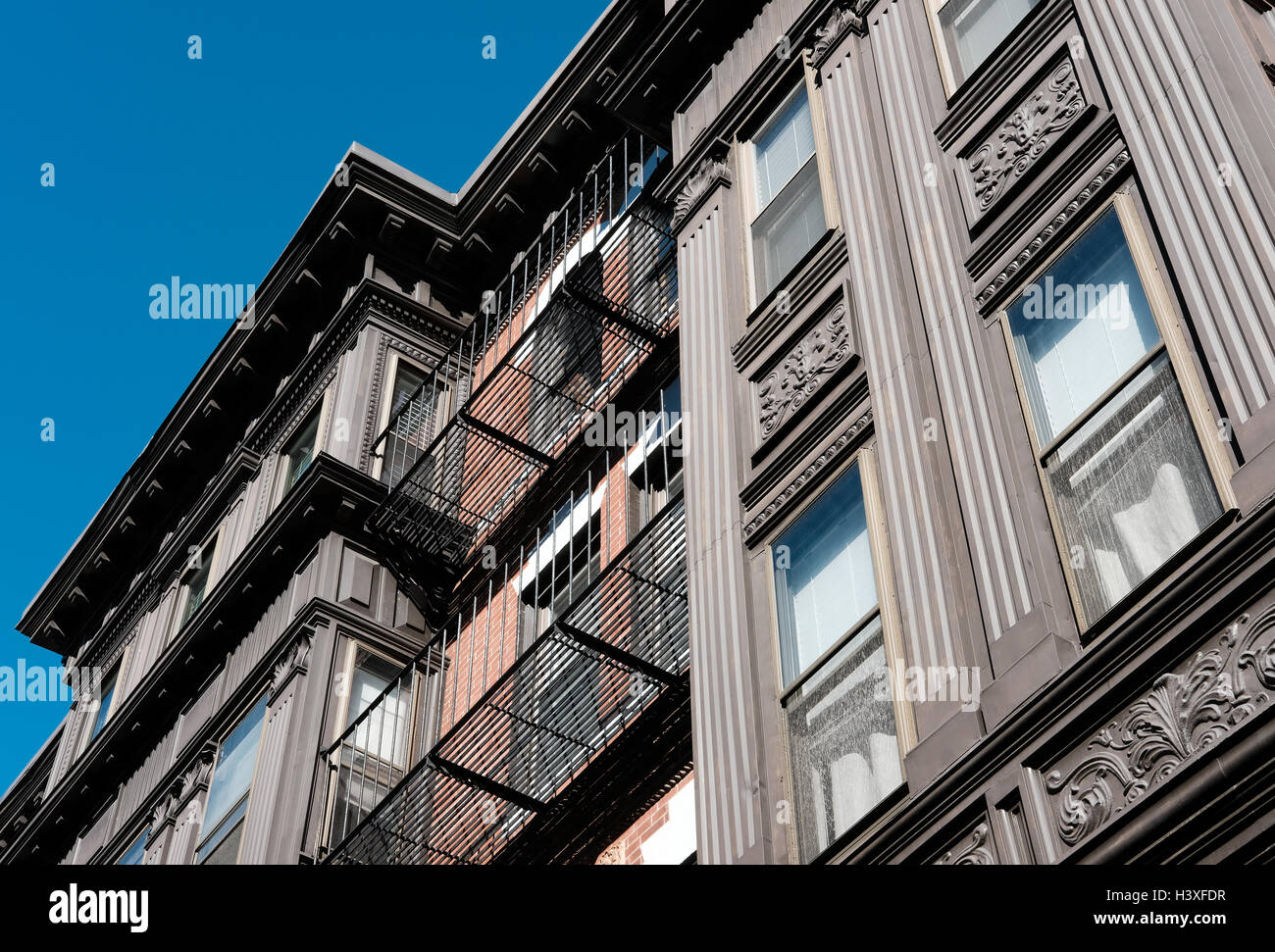 Detailed architectural view of expensive apartments seen in midtown ...