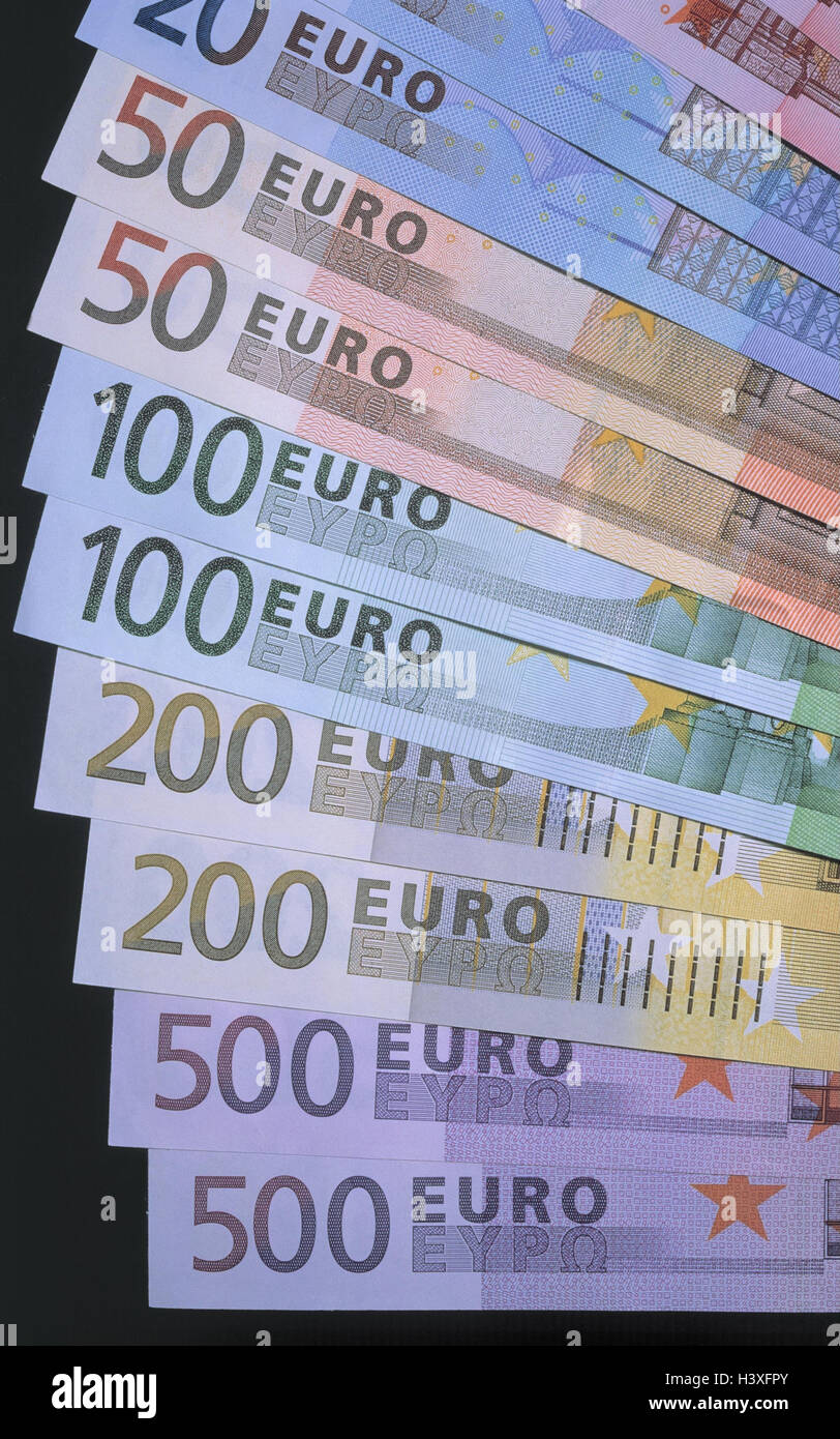 Banknotes, euro, differently, Still life, product photography, money ...