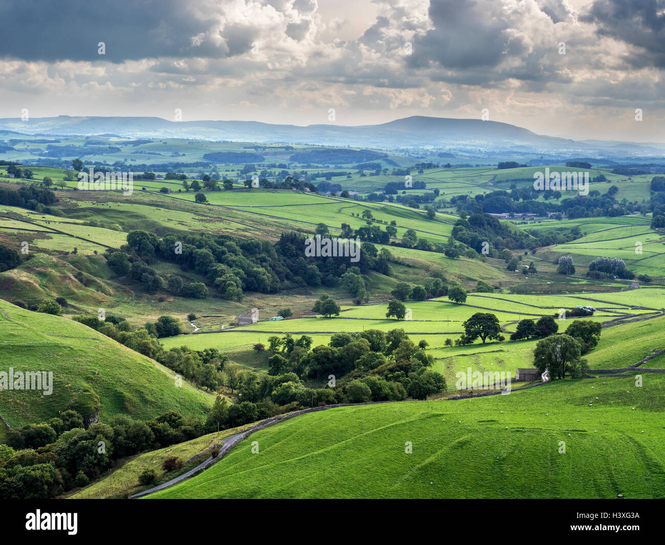 Malhamdale with Pendle Hill in the Distance Malham Yorkshire Dales ...
