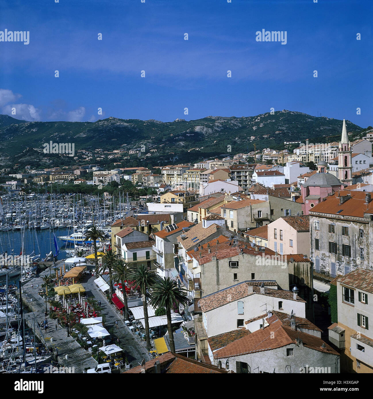 France, island Corsica, Calvi, town view, harbour, island ...
