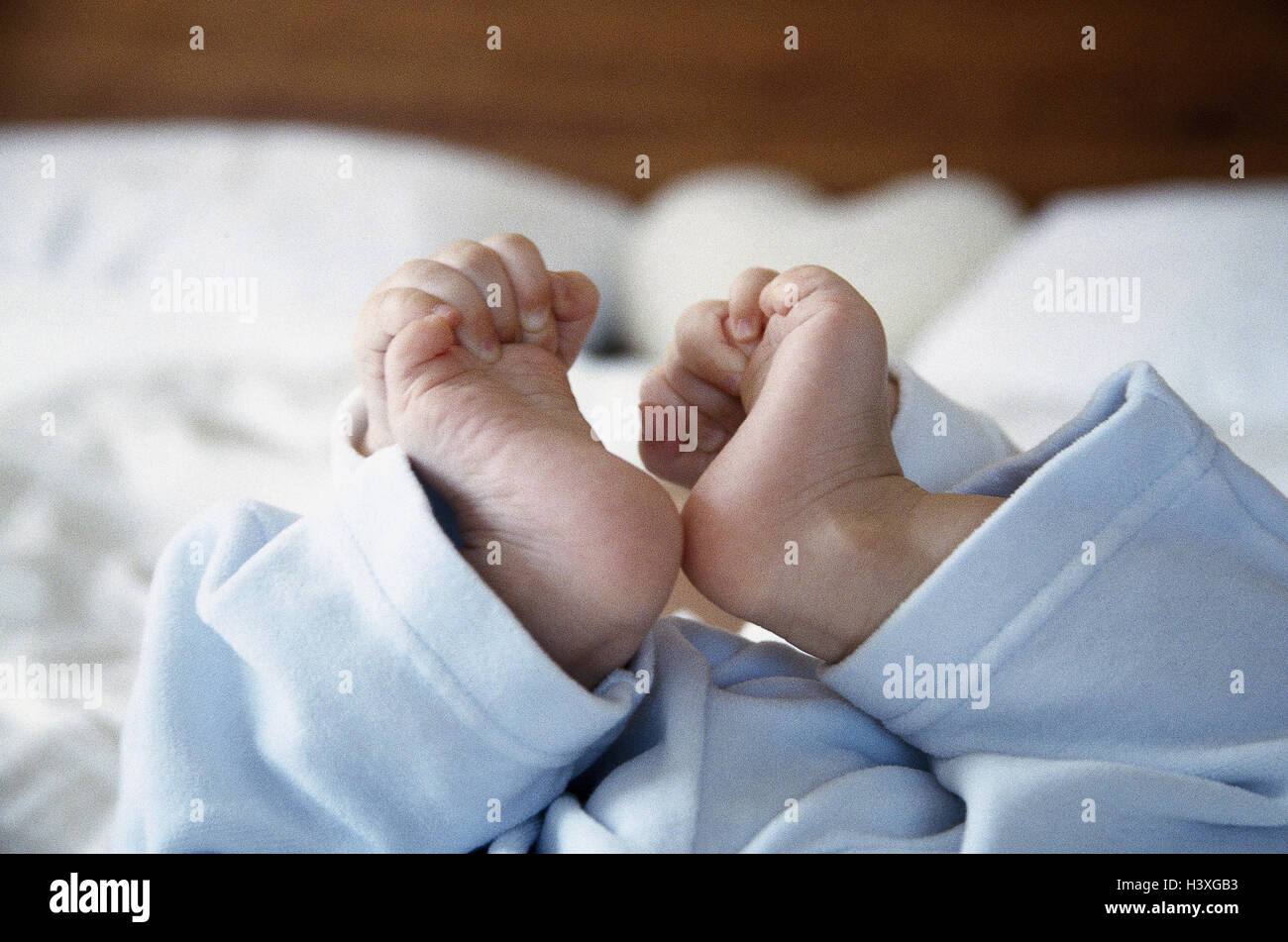Baby, back position, detail, hands, toes, reach, very closely, inside ...