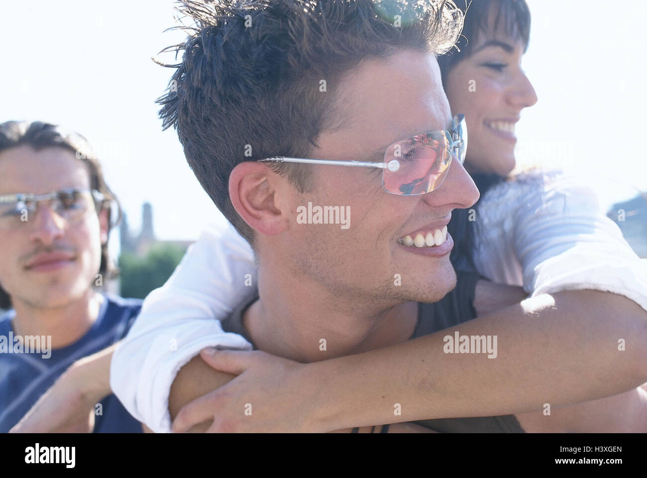 Pair, embrace, cheerfully, detail model released Friends, friendship ...