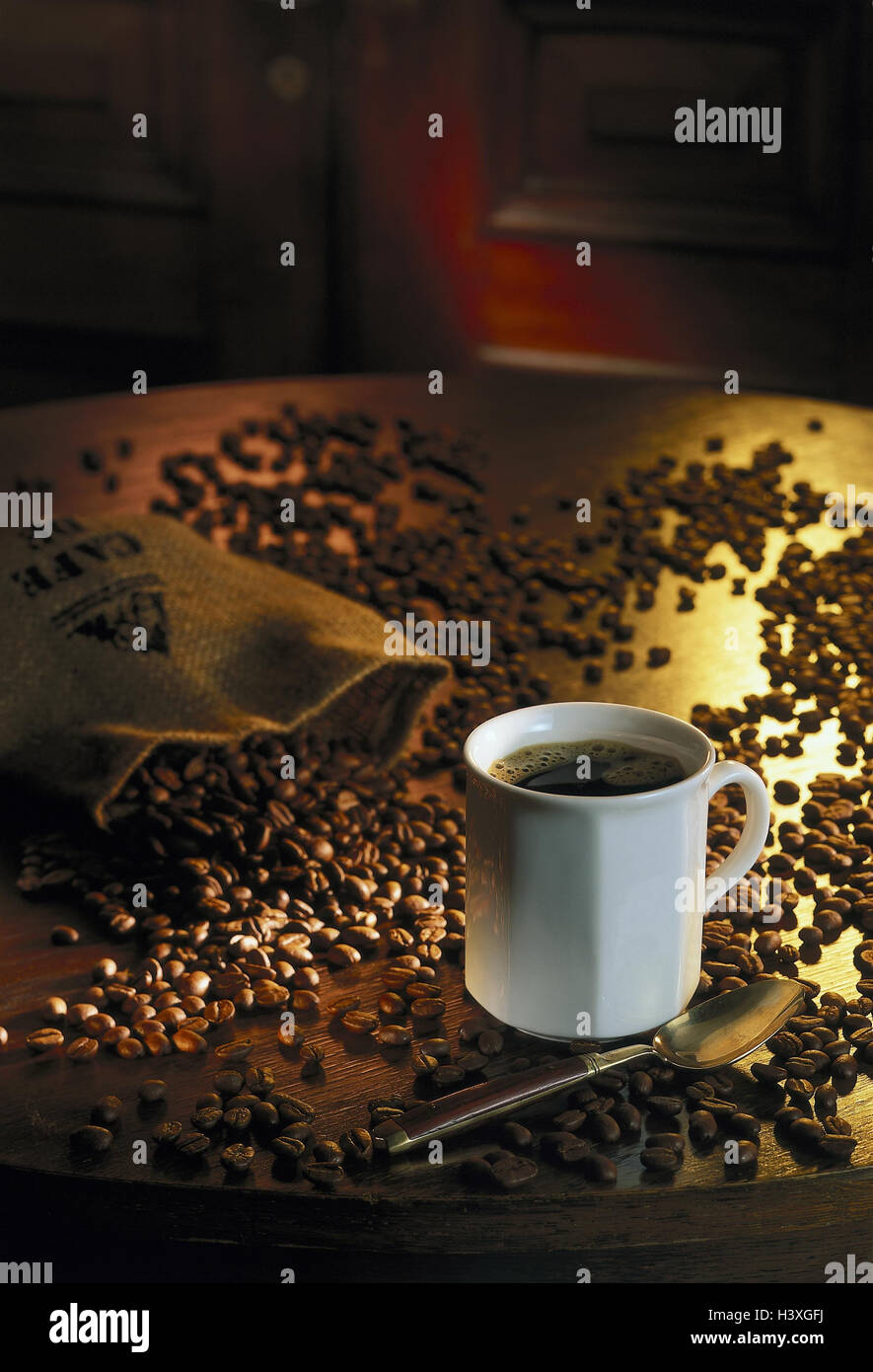 , Still life, coffee, cup, coffee beans, Still life, product ...