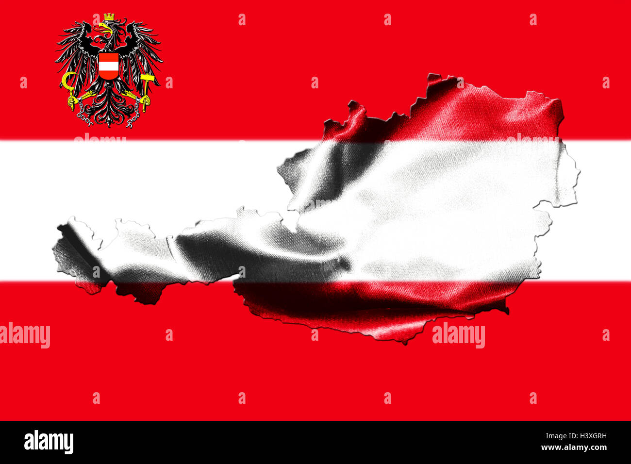 Map of Austria with national flag isolated on Austrian Flag background ...