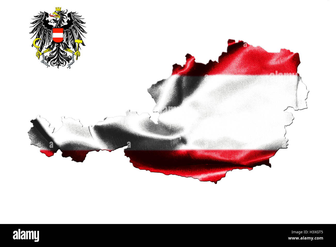Map of Austria with national flag isolated on white background With ...