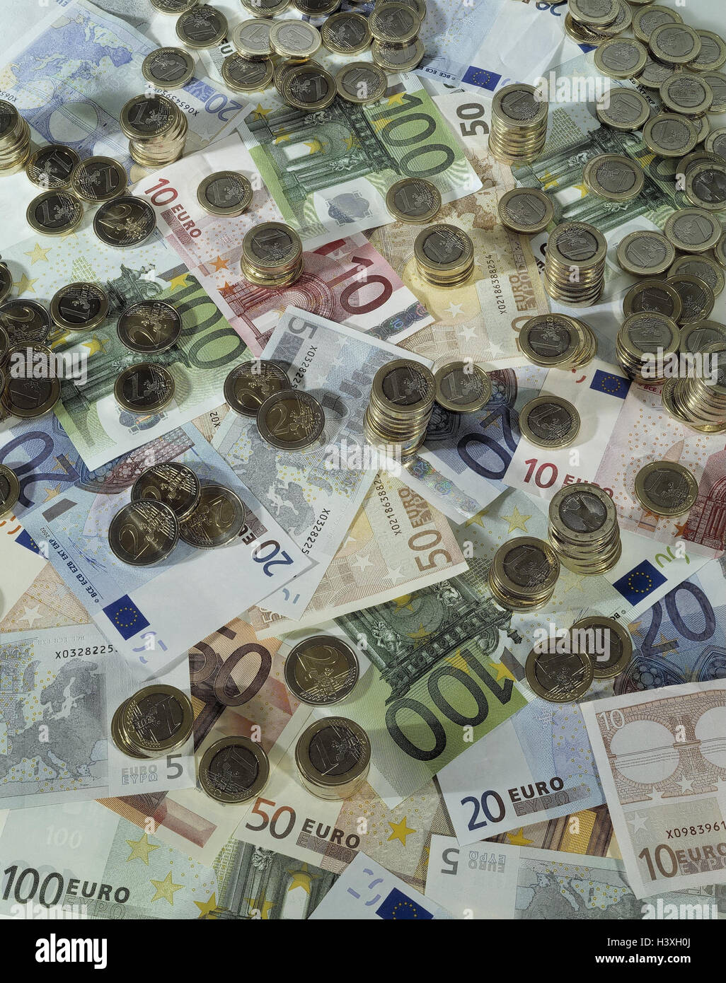 Euro, bank notes, coins money, cash, currency, European, Europe, wealth ...