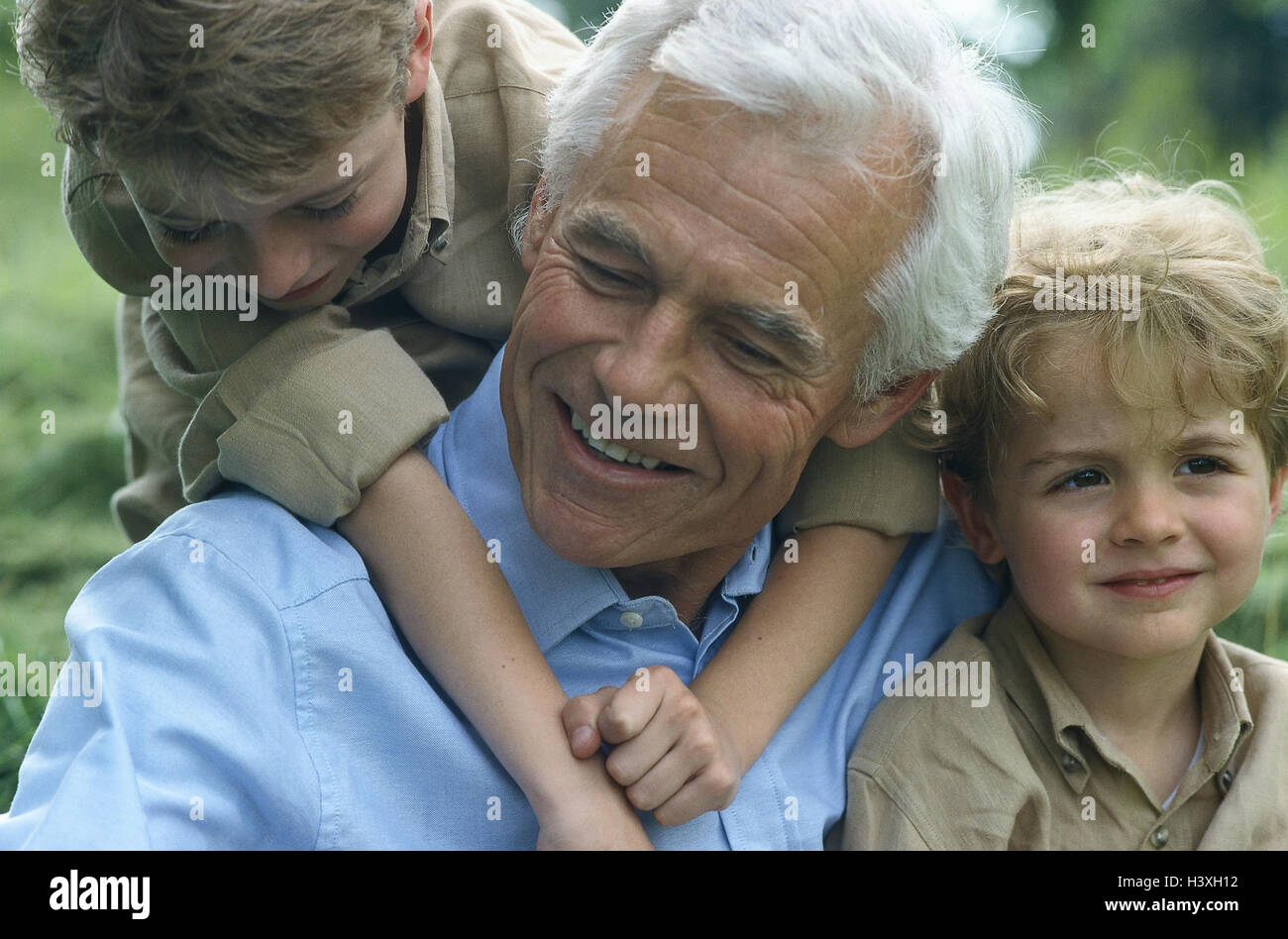 Grandfather, grandsons, embrace, detail, model released, man, grandpa ...