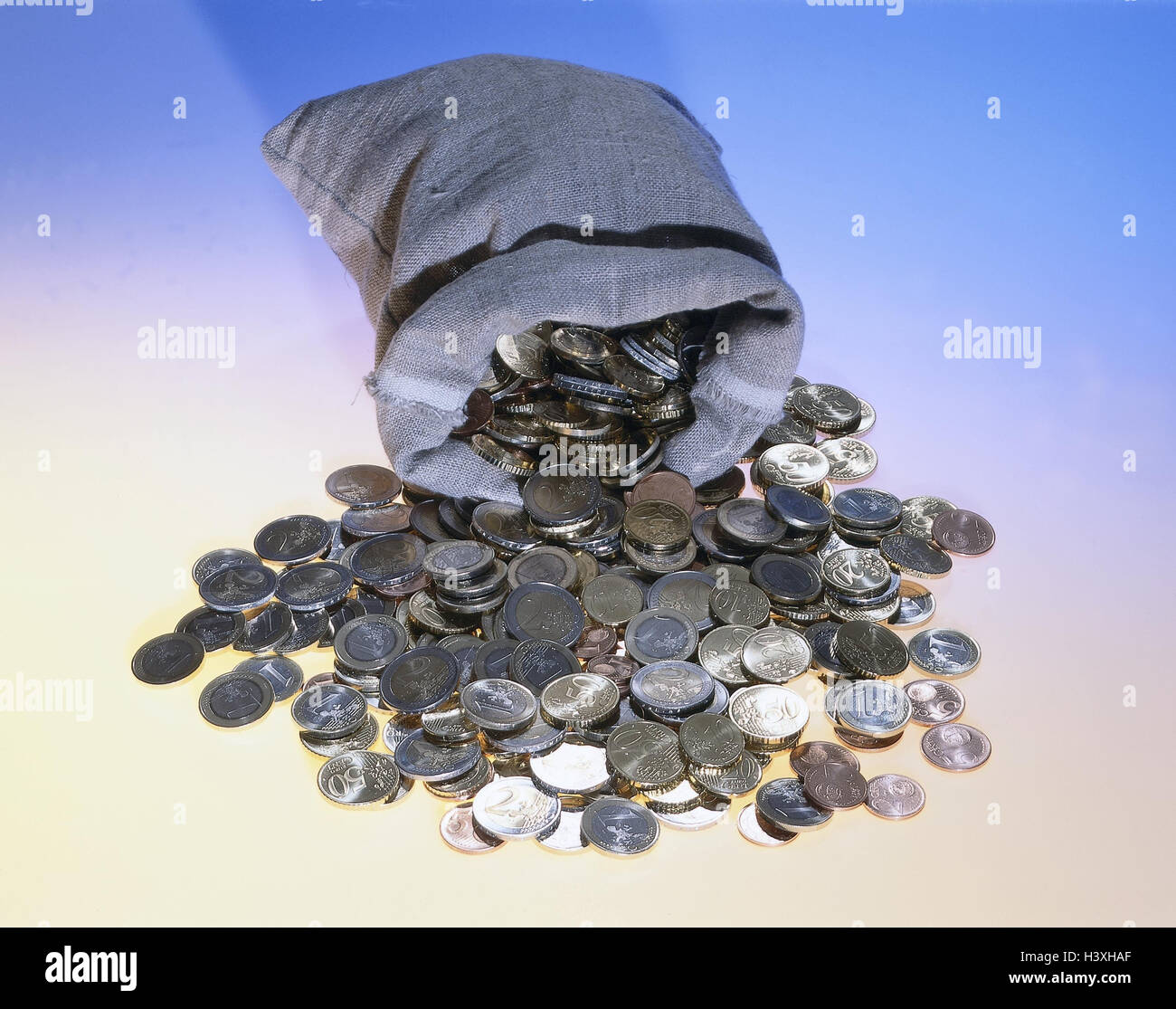 Monetary pouch, euro coins, differently, Still life, product ...