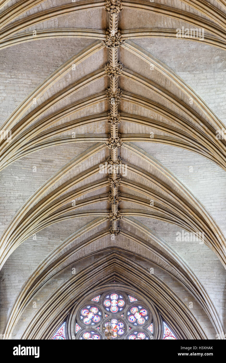 Detail from the chancel ceiling in the medieval christian cathedral at ...